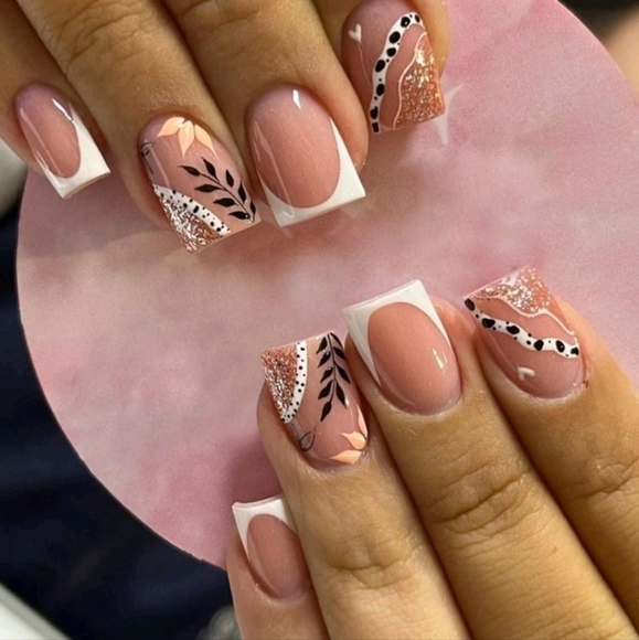 Boutique | Makeup | 26 Boho Leaf French Manicure Press On Nails | Poshmark